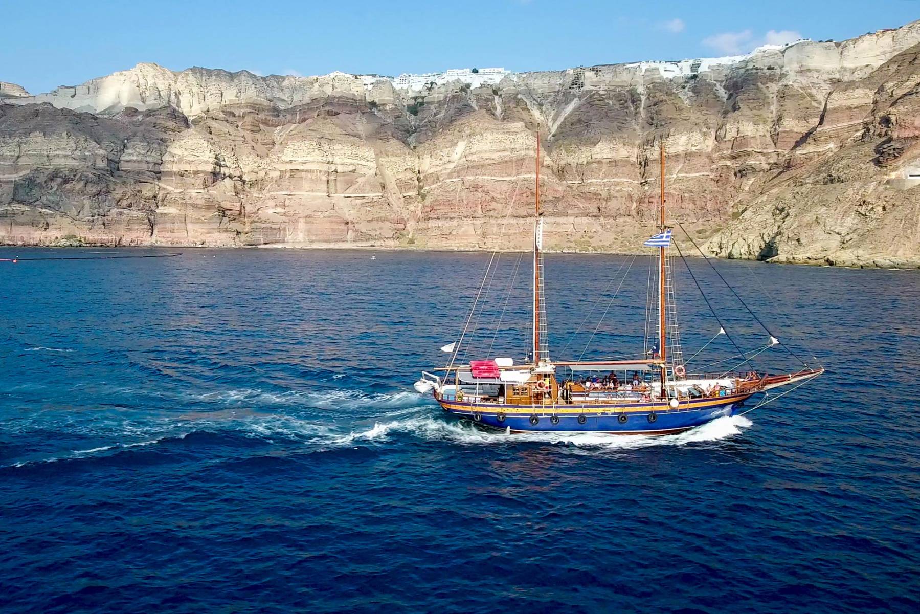 Caldera Full Day tour by Classic Sailing Boat - Santorini Kapetanios Travel